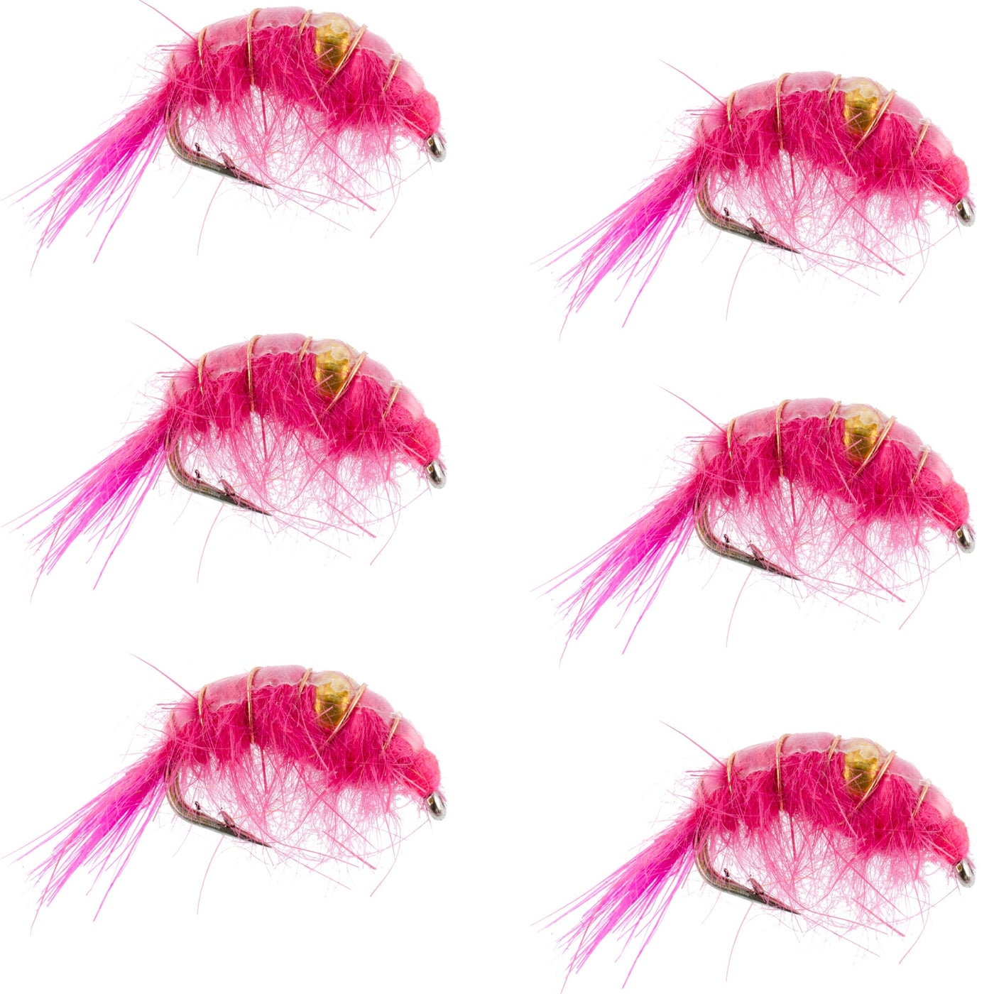 Pink Beaded Shrimp Scud Pattern - 6 Flies - Size 12 - Tailwater Lake F ...