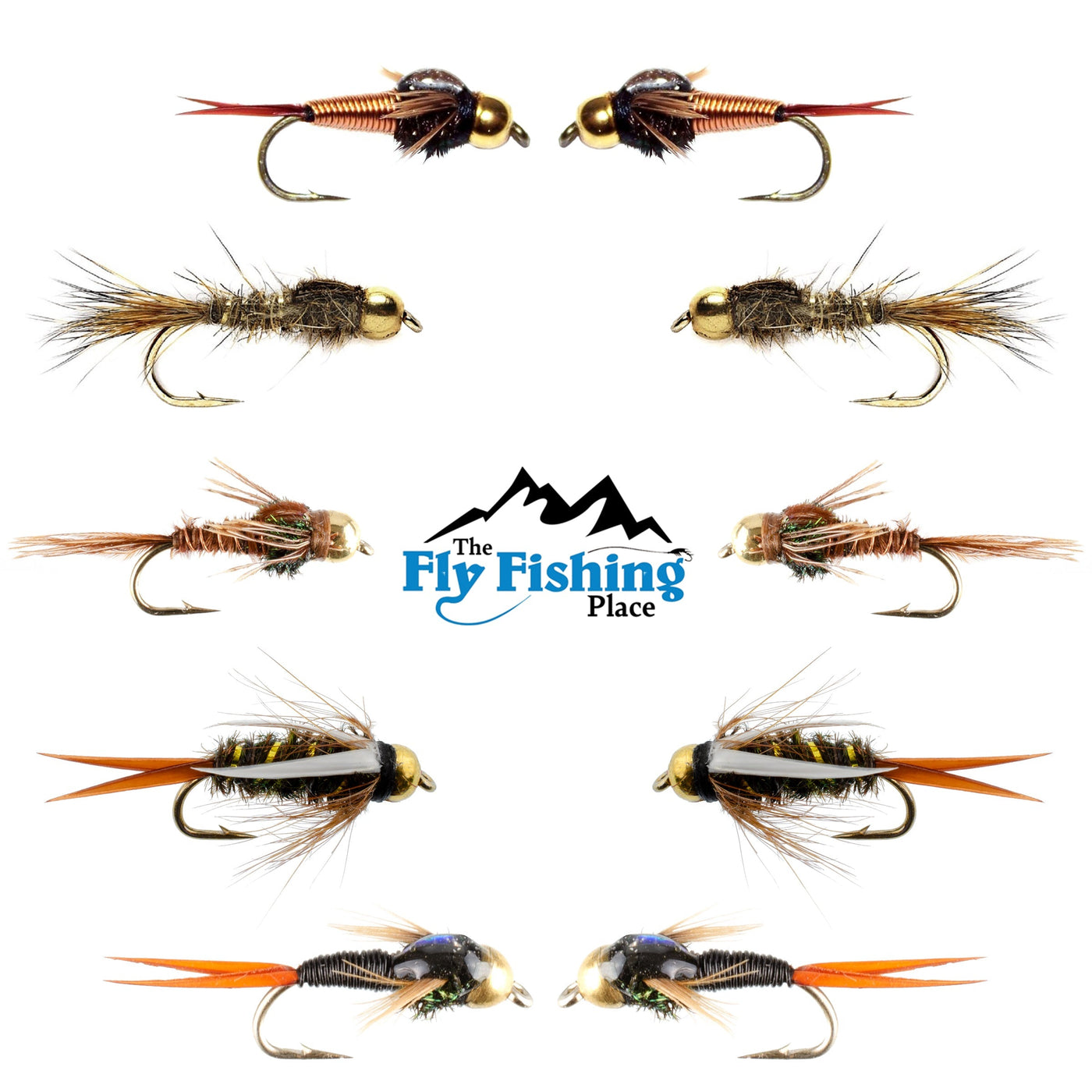 Basics Collection - Tungsten Bead Head Nymph Assortment - 10 Wet Flies ...