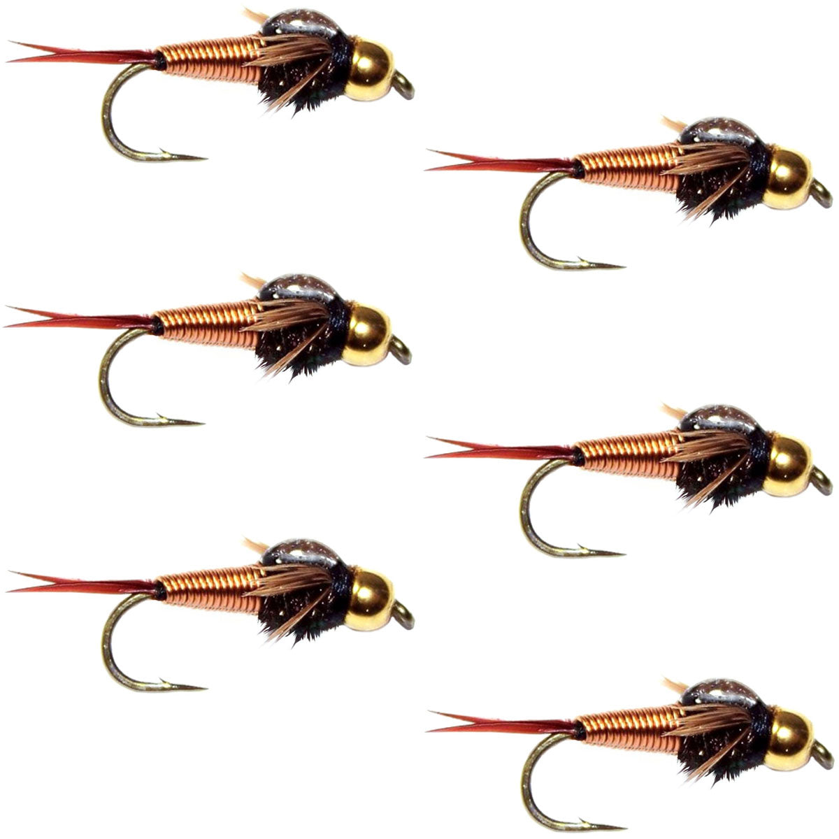 Tungsten Bead Head Copper John Nymph Fly Fishing Flies - Set of 6 Flie ...