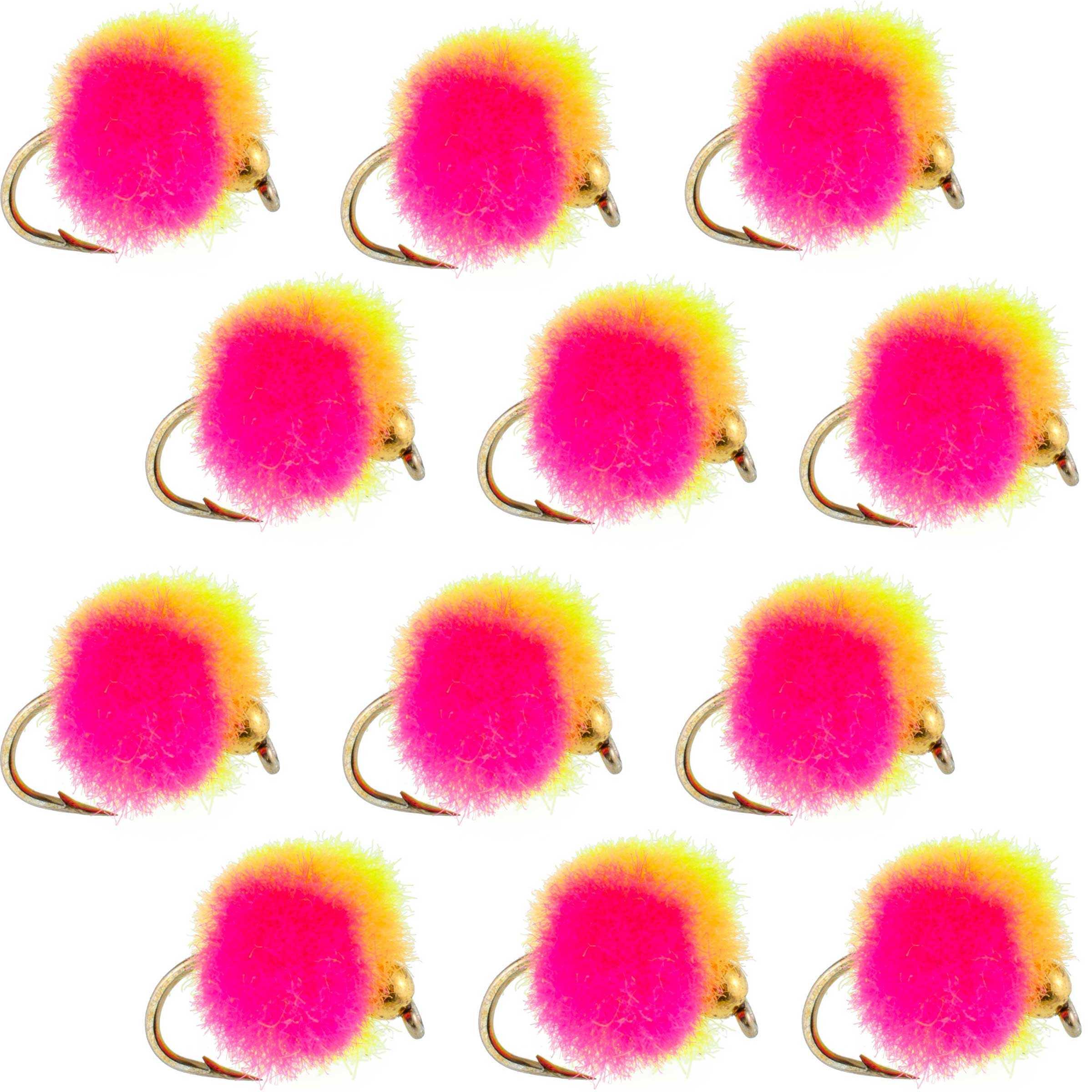 Bead Head Clown Egg Fly Fishing Flies - 1 Dozen Flies Hook Size 16 ...