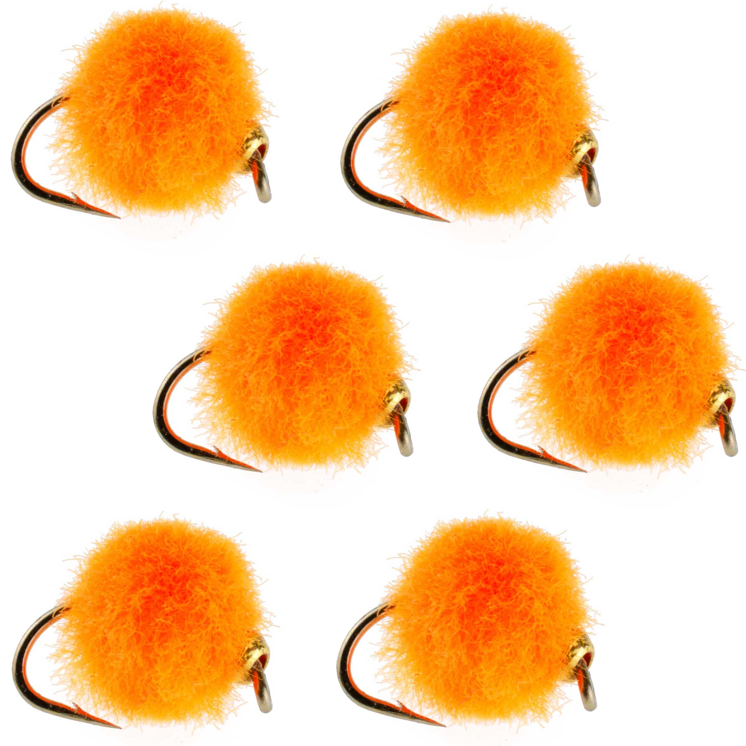 Bead Head Hot Orange Egg Fly Fishing Flies - 6 Flies Hook Size 16 ...
