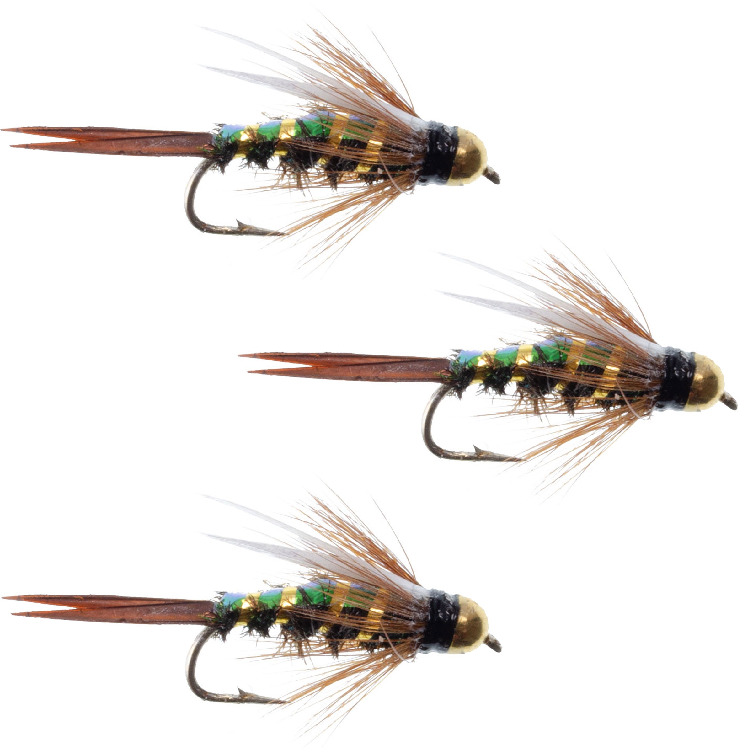 3 Pack Flash Back Tungsten Bead Head Prince Nymph Fly Fishing Flies ...