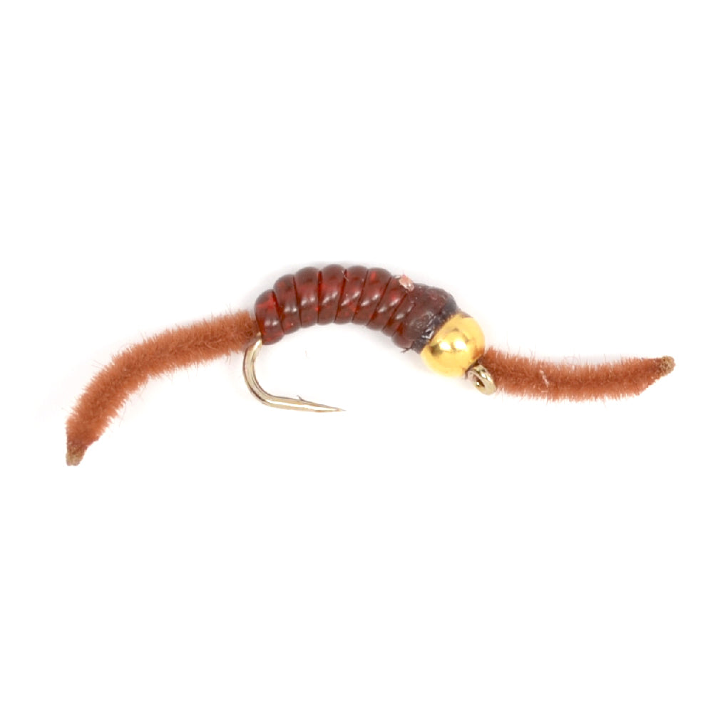 3 Pack San Juan Bead Head Power Worm Brown V-Rib - Hook Size 12 ...