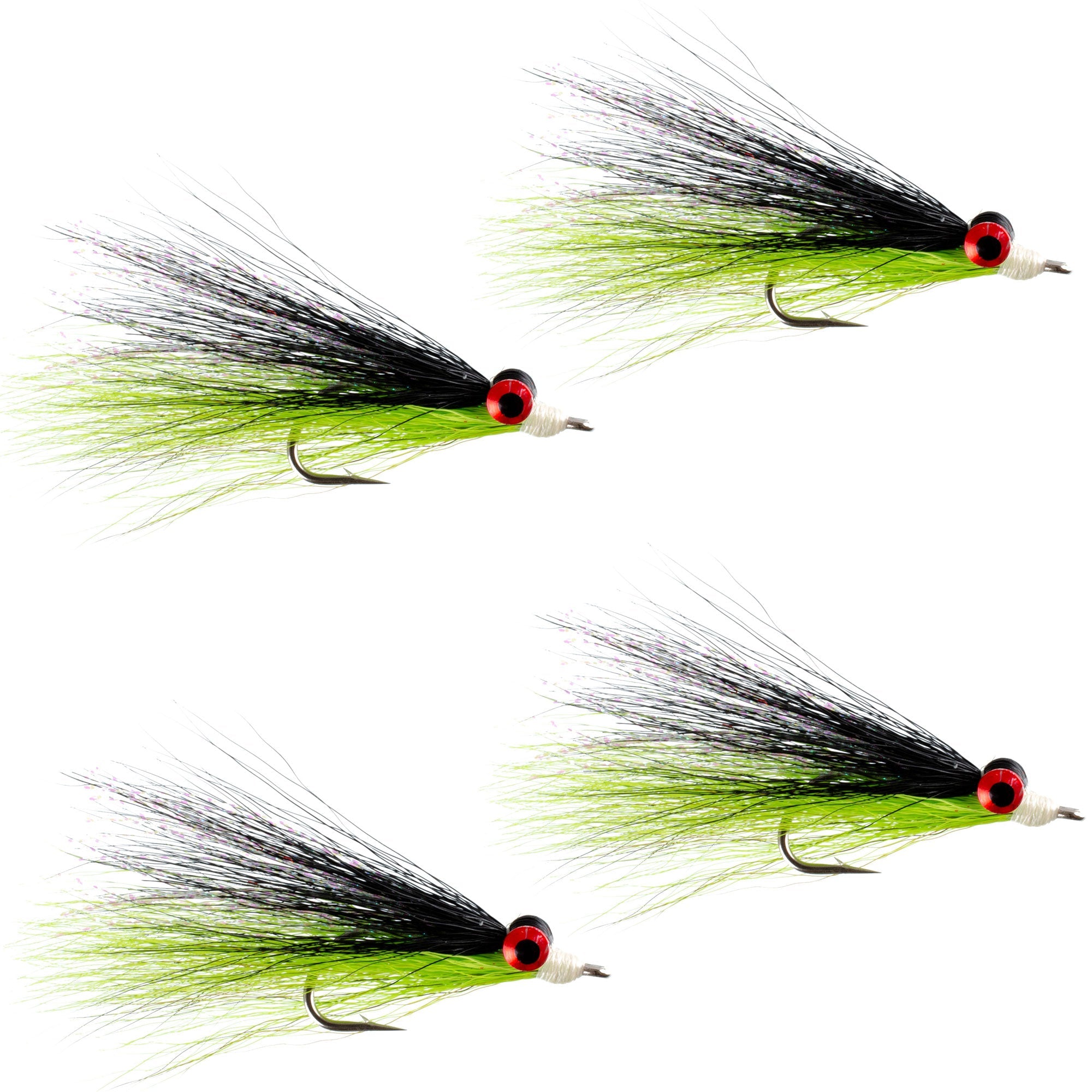 Clousers Deep Minnow Chartreuse Black - Streamer Fly Fishing Flies - 4 ...