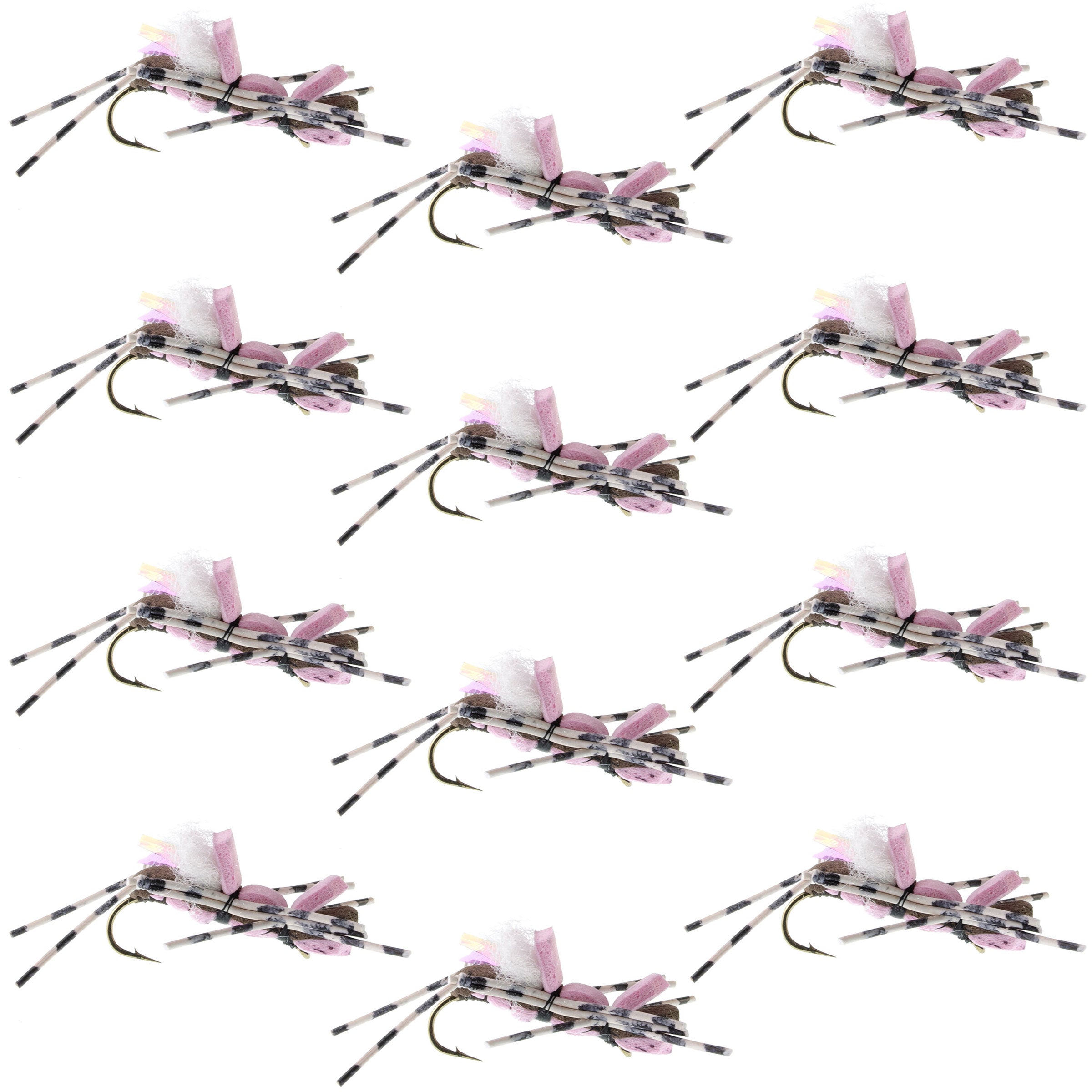 Fat Albert Pink Foam Body Grasshopper Fly - 1 Dozen Flies Hook Size 10 ...