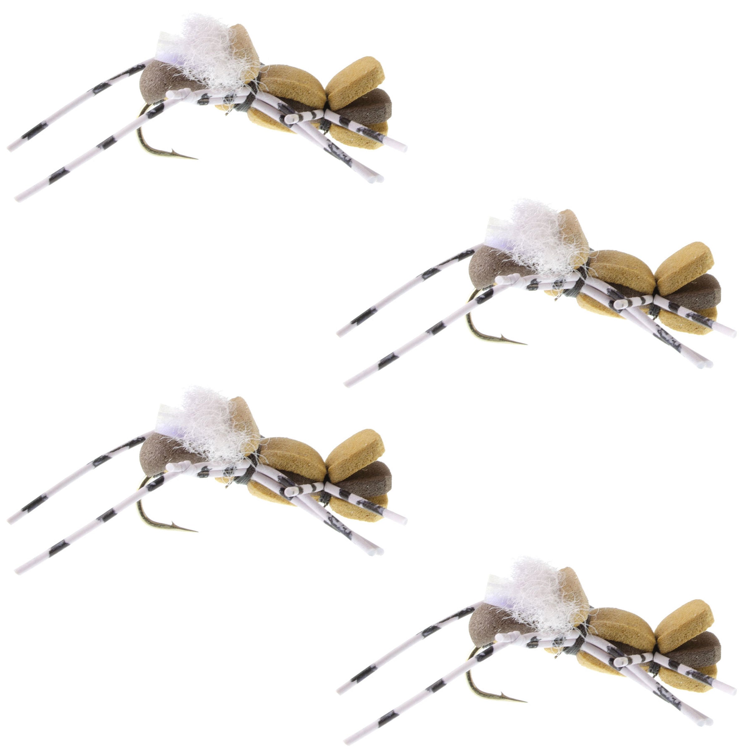 4 Pack Fat Albert Tan Foam Body Grasshopper Fly - Hook Size 10 ...
