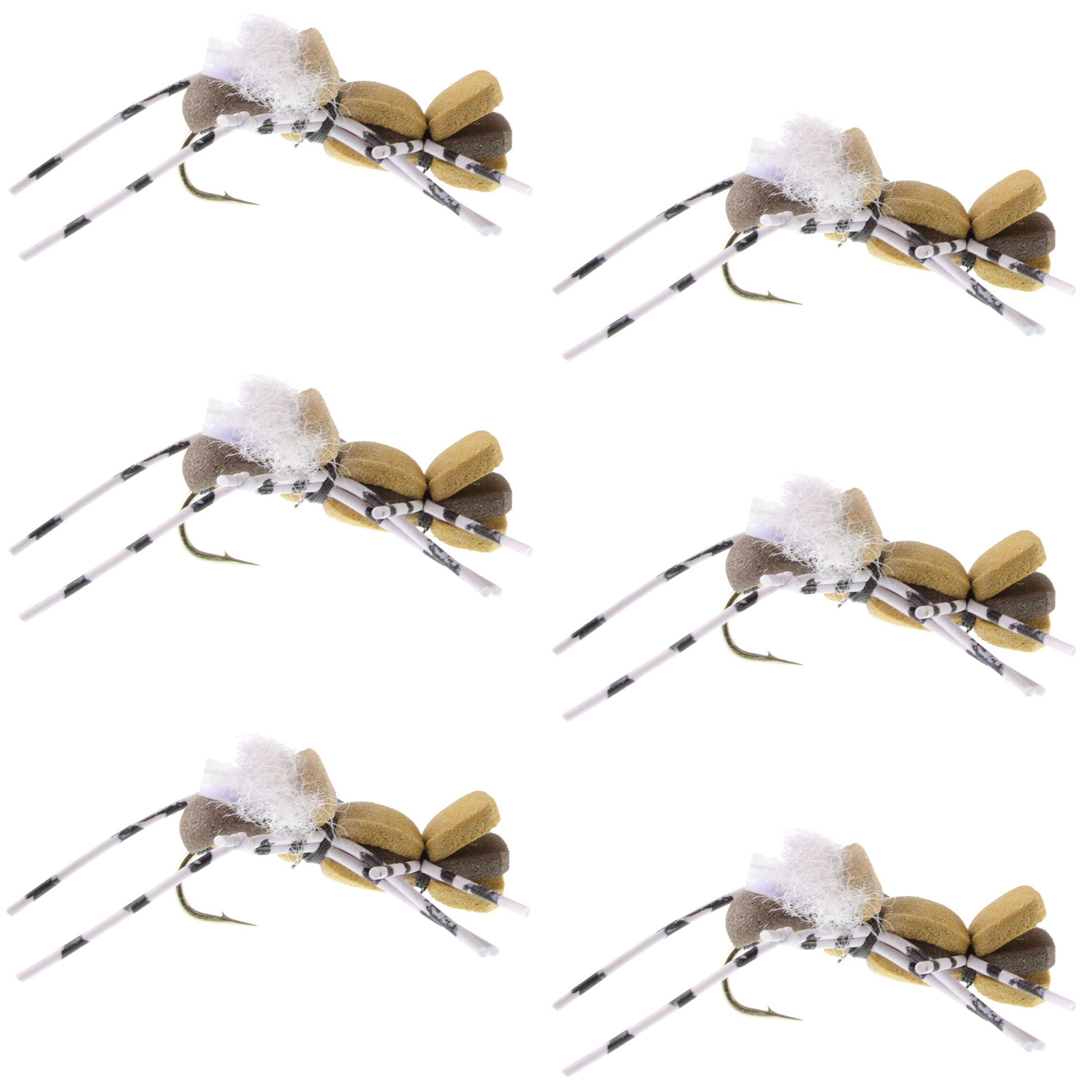 Fat Albert Tan Foam Body Grasshopper Fly - 6 Flies Hook Size 10 ...