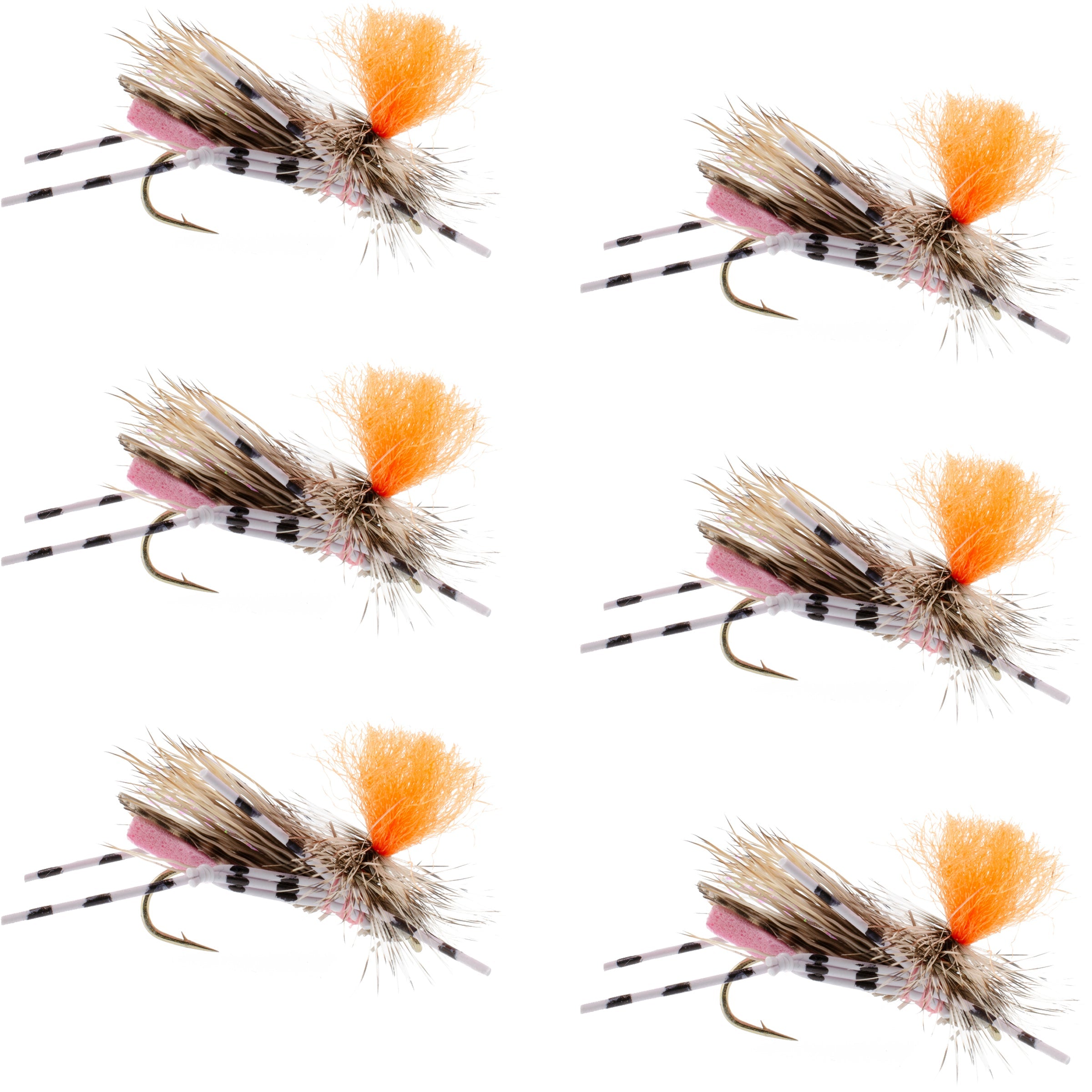 Feth Hopper Pink - Foam Grasshopper Fly Pattern - 6 Flies Flies Hook S ...