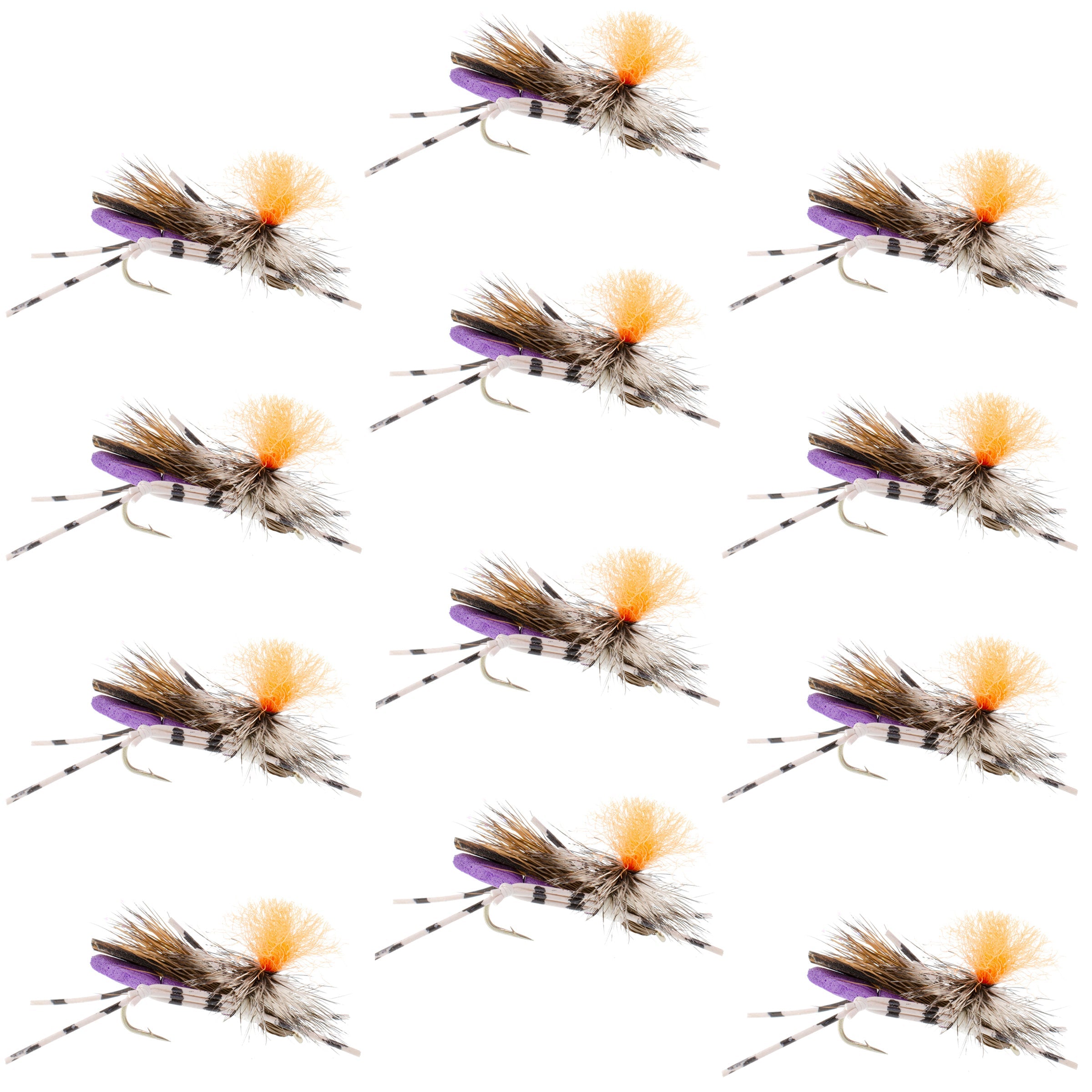 Feth Hopper Purple - Foam Grasshopper Fly Pattern - 1 Dozen Flies Hook ...