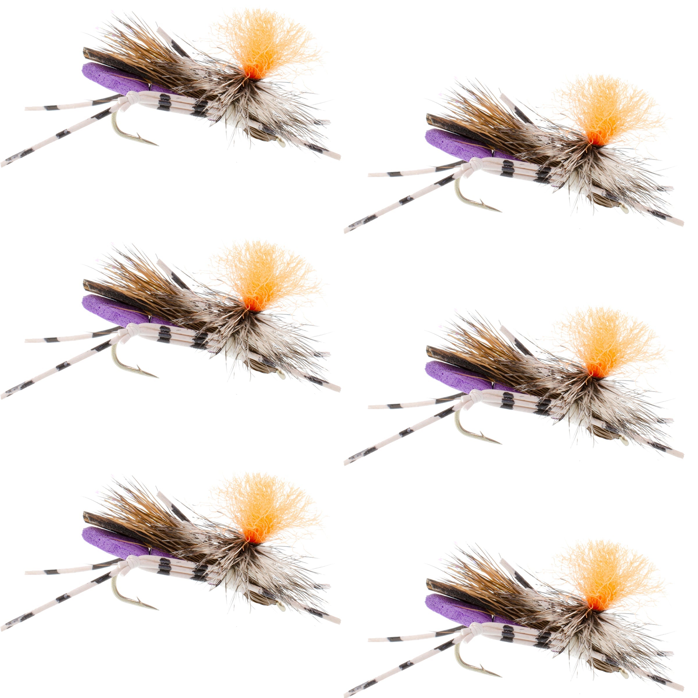 Feth Hopper Purple - Foam Grasshopper Fly Pattern - 6 Flies Flies Hook ...