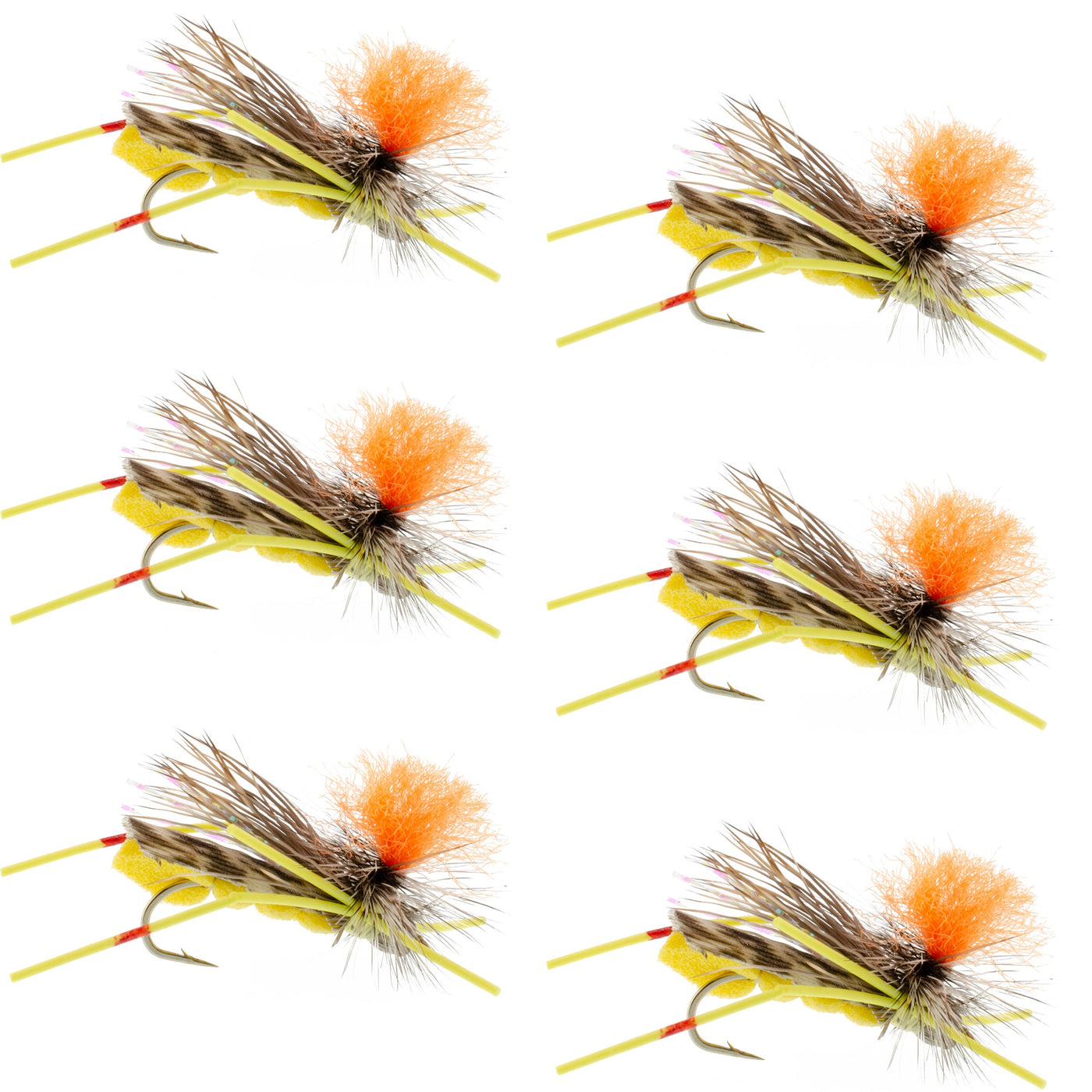 Feth Hopper Yellow - Foam Grasshopper Fly Pattern - 6 Flies Flies Hook ...