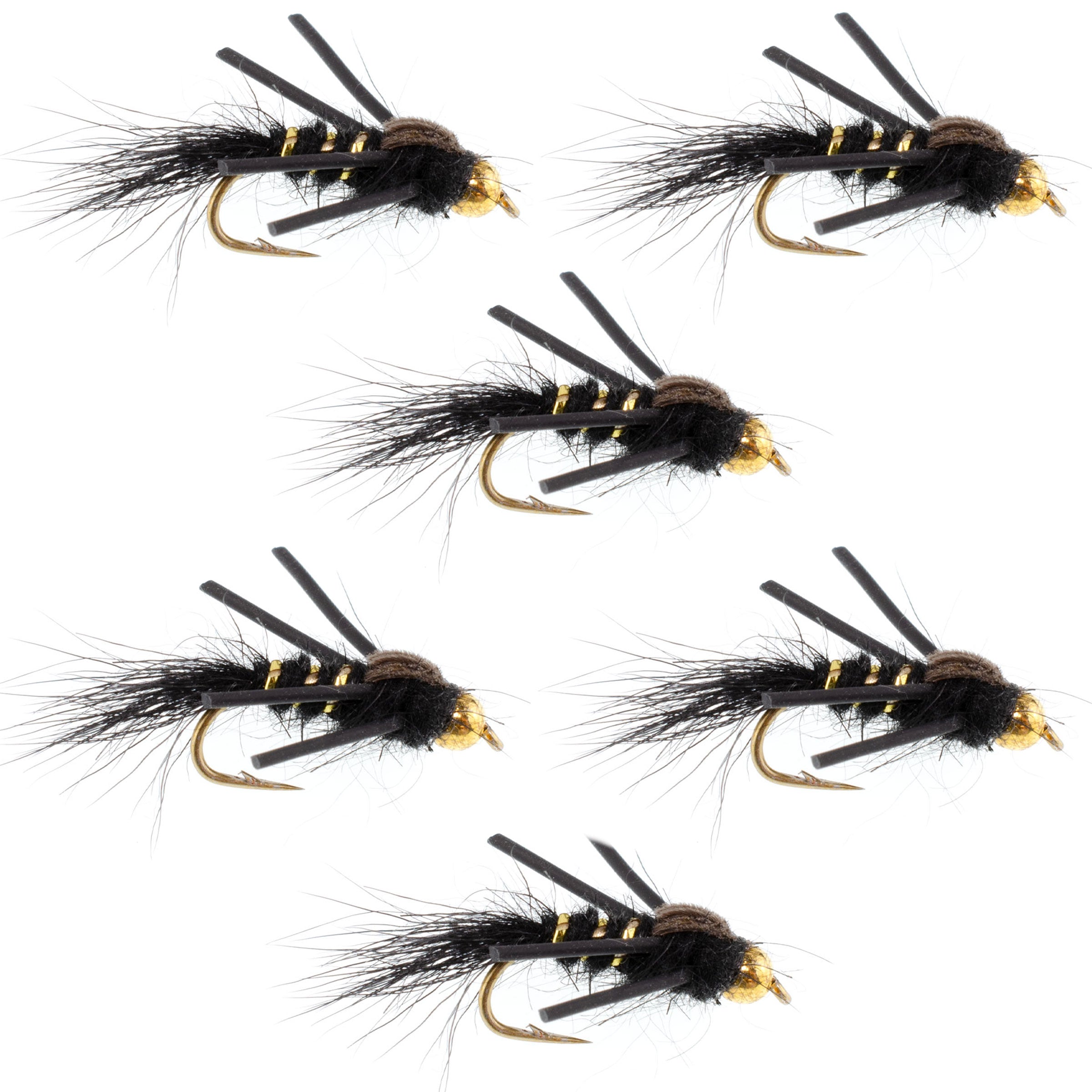 Tungsten Bead Head Rubber Legs Black Gold-Ribbed Hare's Ear Trout Fly ...