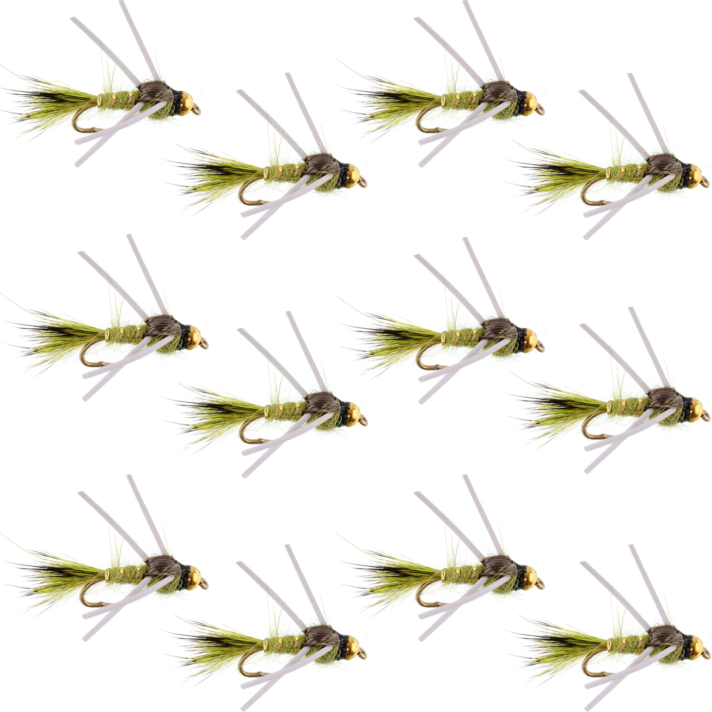 Tungsten Bead Head Rubber Legs Olive Gold-Ribbed Hare's Ear Trout Fly ...