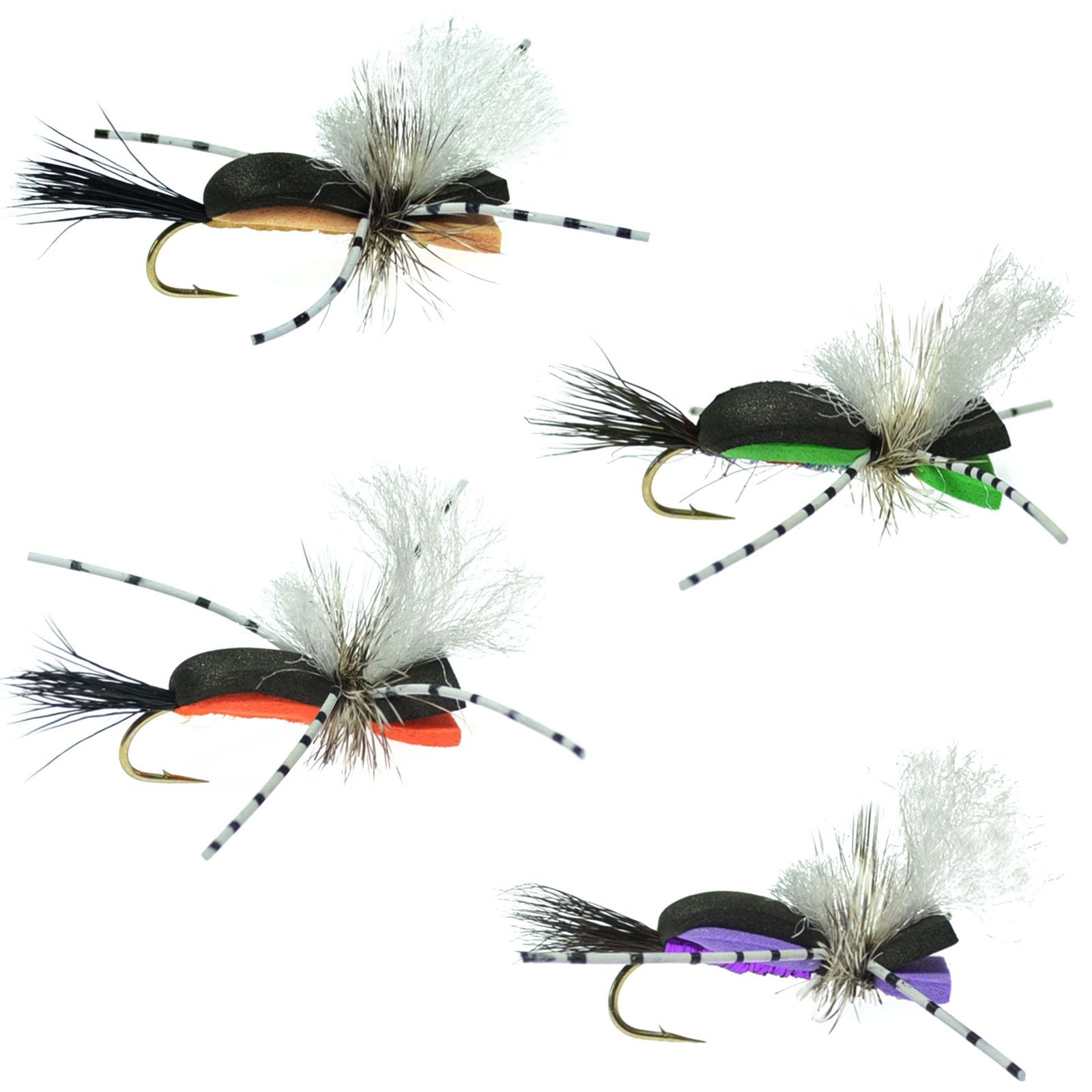 Hippie Stomper Size 14 Sampler - 4 Flies Foam Body Grasshopper Dry Fly ...