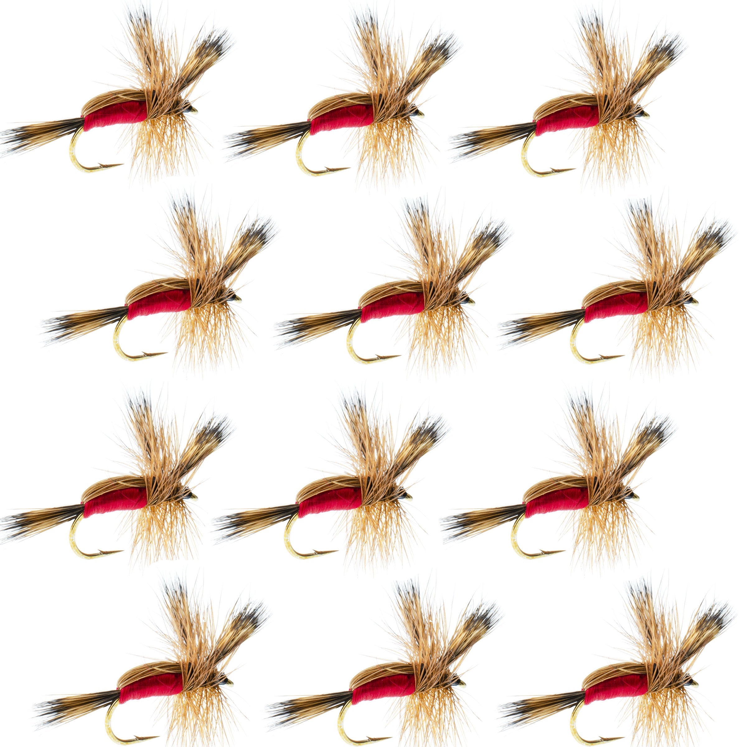 Red Humpy Classic Hair Wing Dry Fly - 1 Dozen Flies Hook Size 10 ...