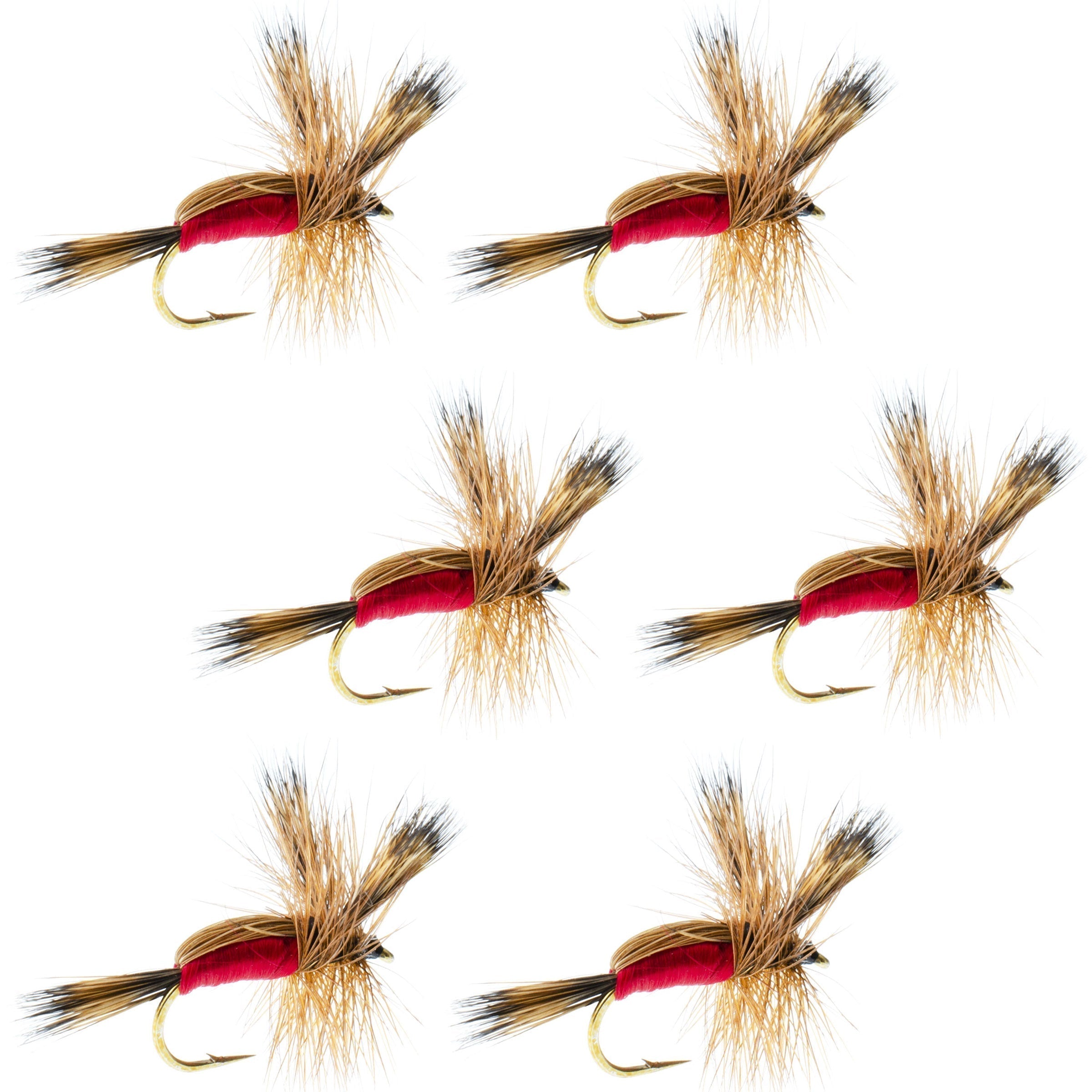 Red Humpy Classic Hair Wing Dry Fly - 6 Flies Hook Size 16 – Wasatch ...