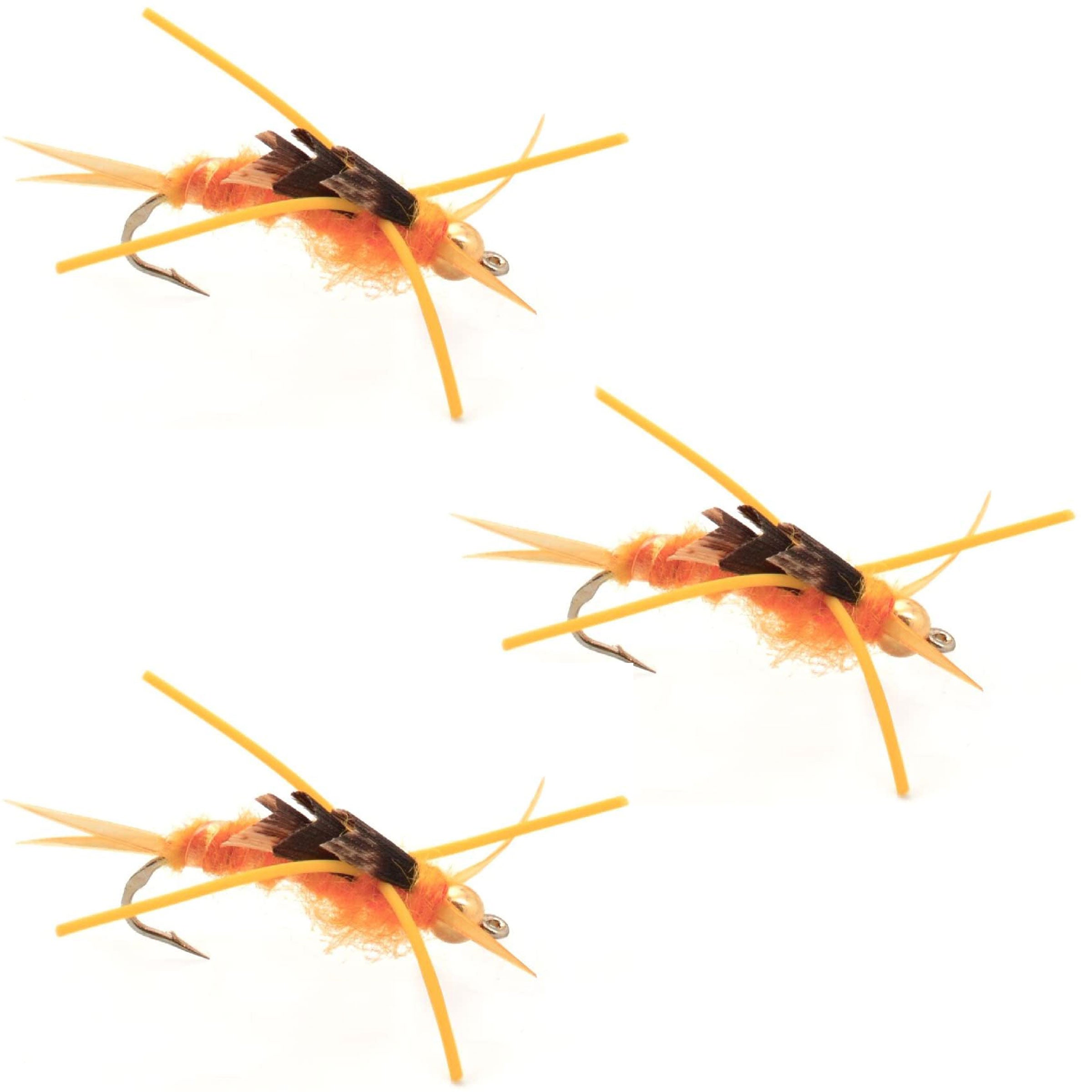 3 Pack Tungsten Bead Kaufmann's Golden Stone Fly with Rubber Legs - St ...