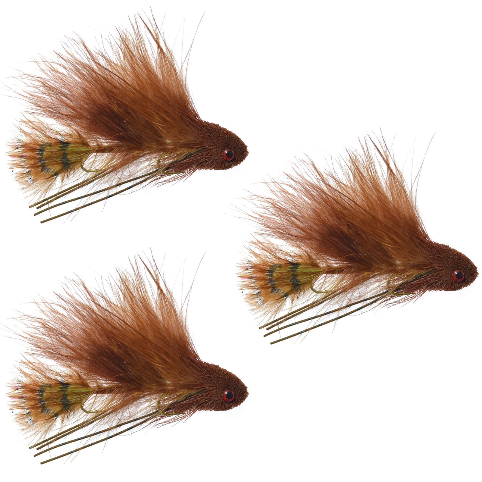 3 Pack Mini Sex Dungeon Streamer Brown- Size 6 - Articulated Trout Bas ...