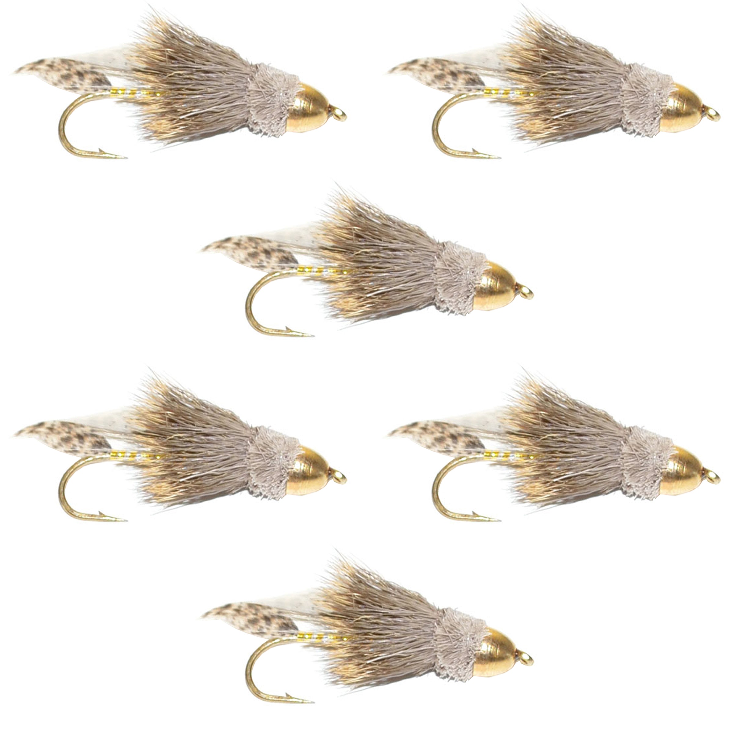Cone Head Muddler Minnow Trout and Bass Streamer Fly - 6 Flies Hook Si ...
