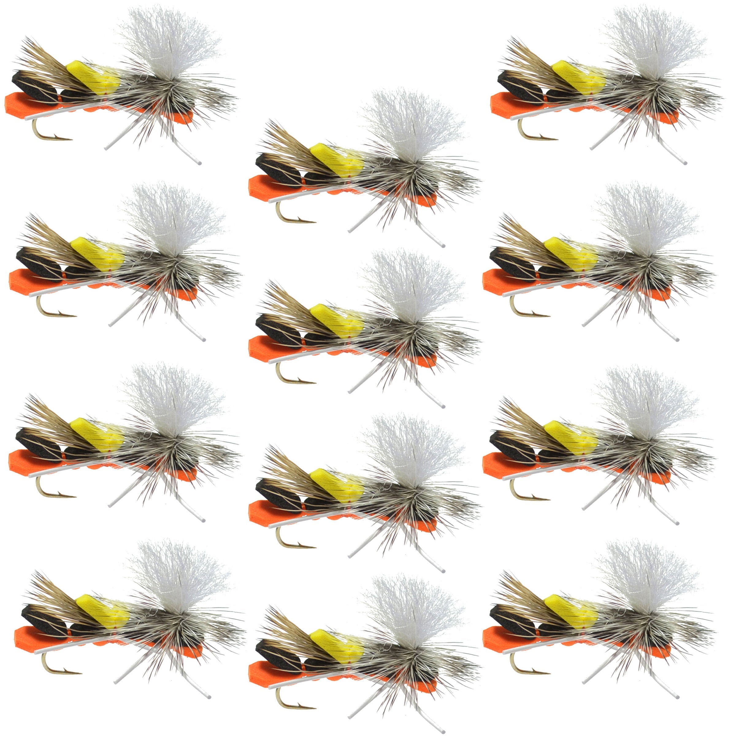 Parachute Chernobyl Ant Black Orange Foam Body Grasshopper Fly - 1 Doz ...