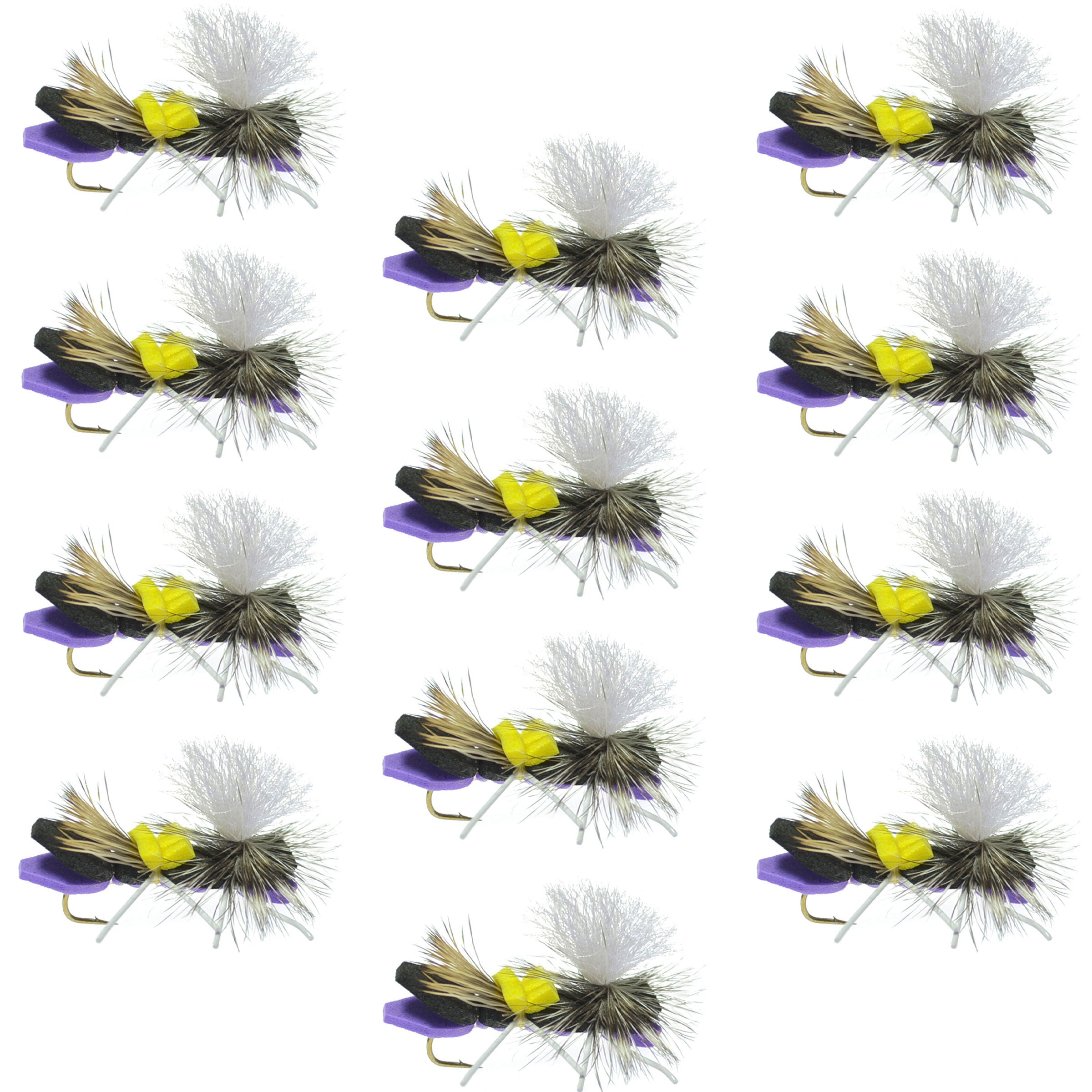 Parachute Chernobyl Ant Purple Foam Body Grasshopper Fly - 1 Dozen Fli ...