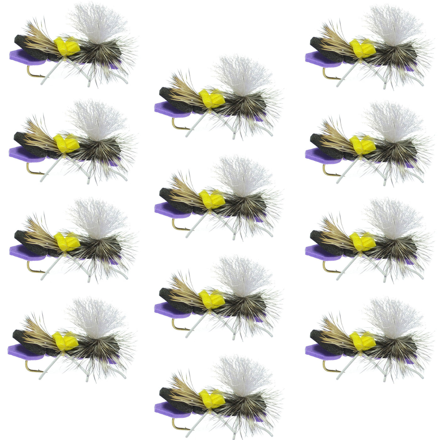 Parachute Chernobyl Ant Purple Foam Body Grasshopper Fly - 1 Dozen Fli ...