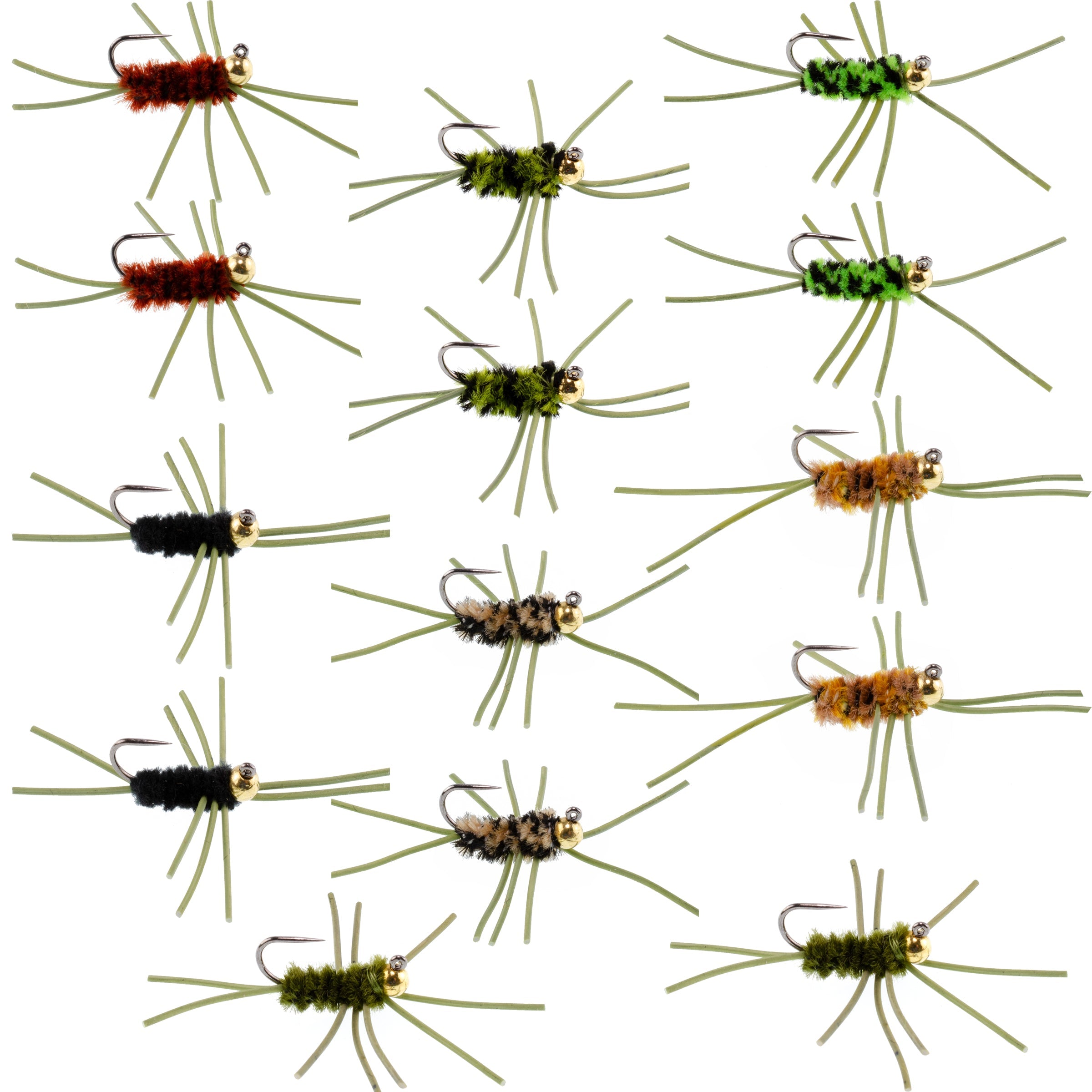 Tungsten Bead Jigged Pat's Rubber Legs Nymph Assortment Fly Fishing Fl ...