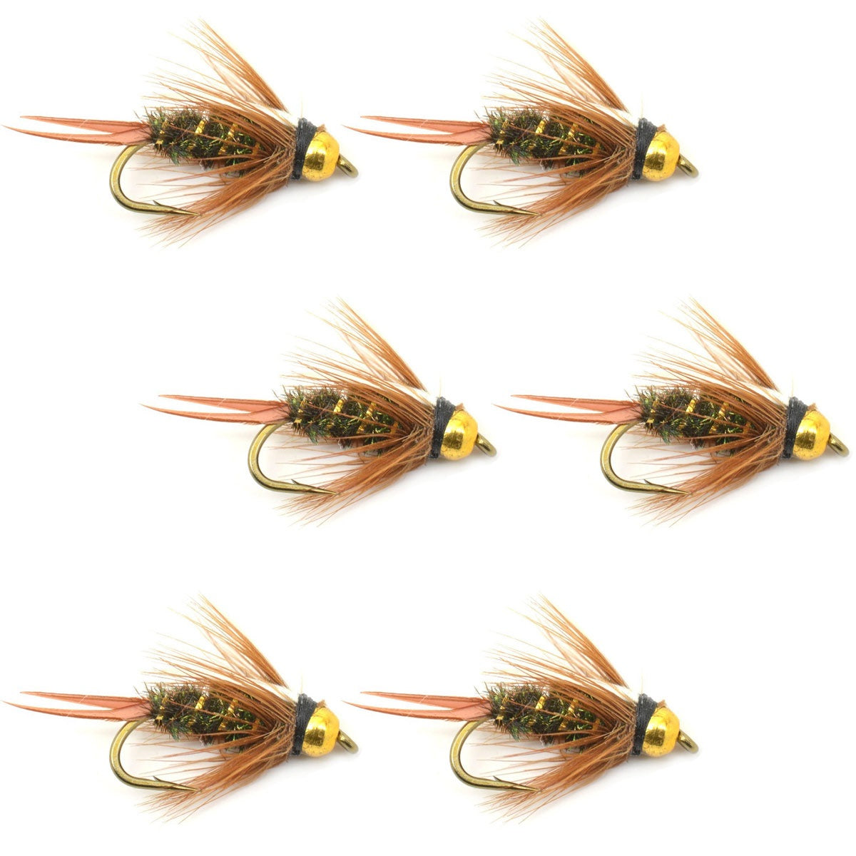 Bead Head Prince Nymph Fly Fishing Flies - Set of 6 Flies Hook Size 12 ...