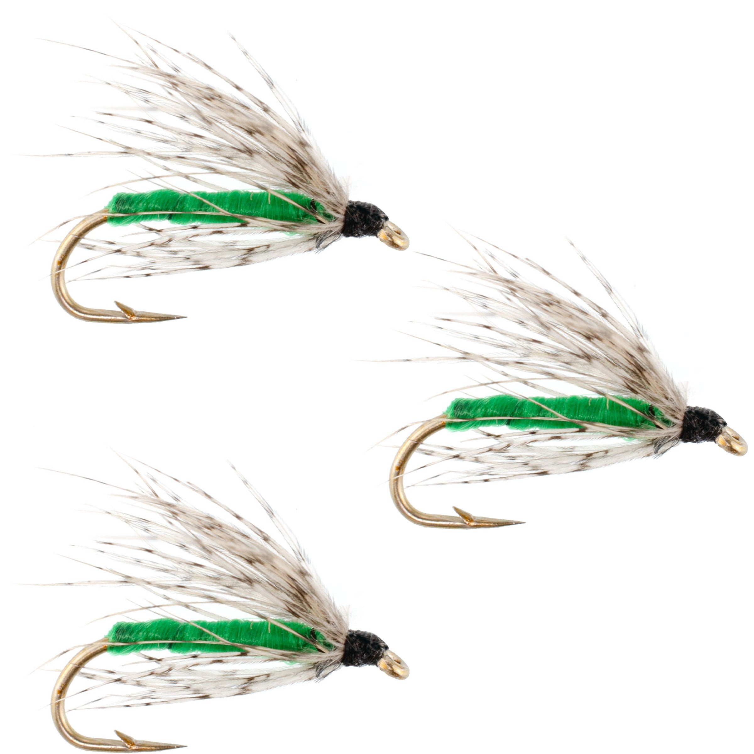 3 Pack Soft Hackle Partridge and Green Fly Fishing Wet Flies - Hook Si ...