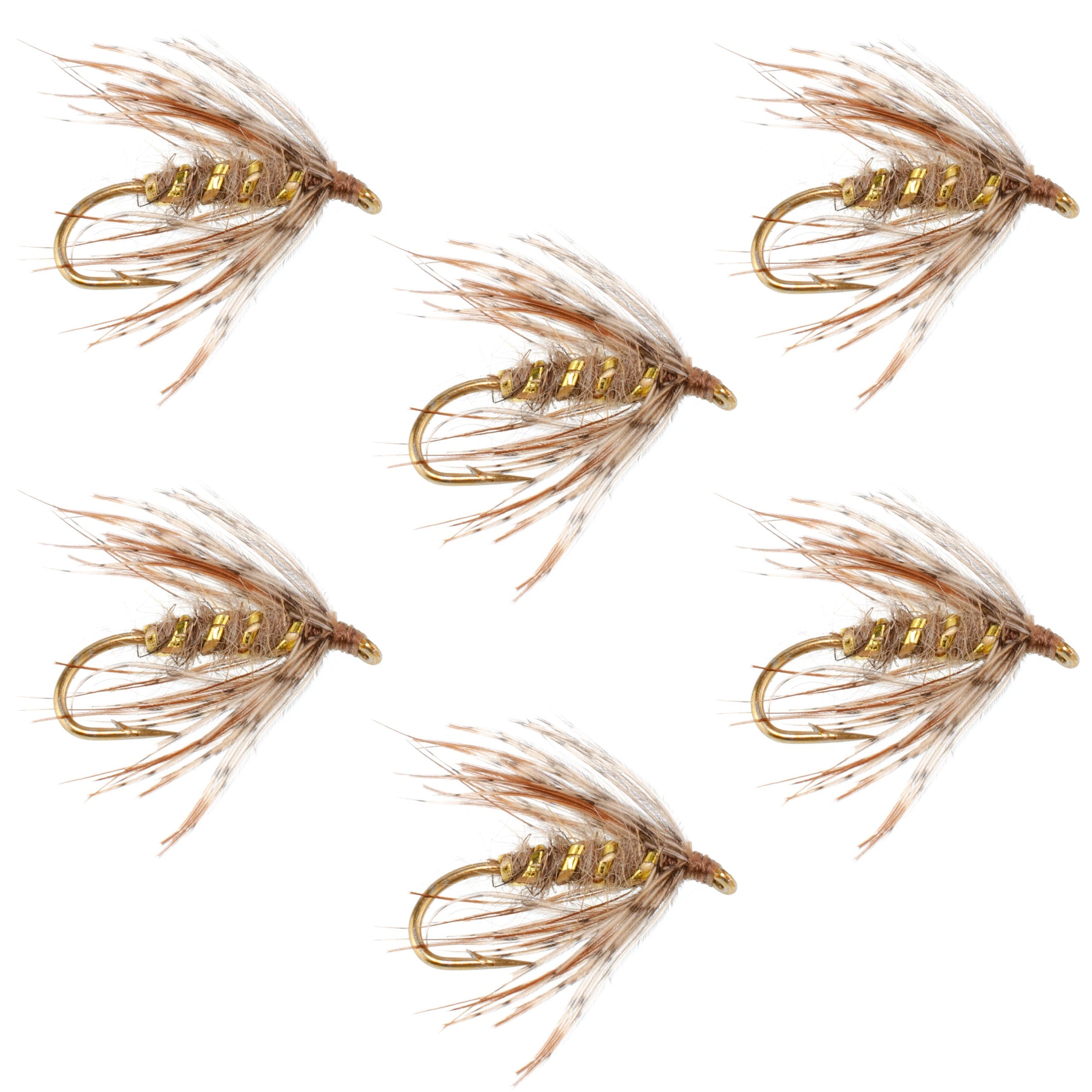 Soft Hackle March Brown Partridge Fly Fishing Wet Flies - 6 Flies Hook ...