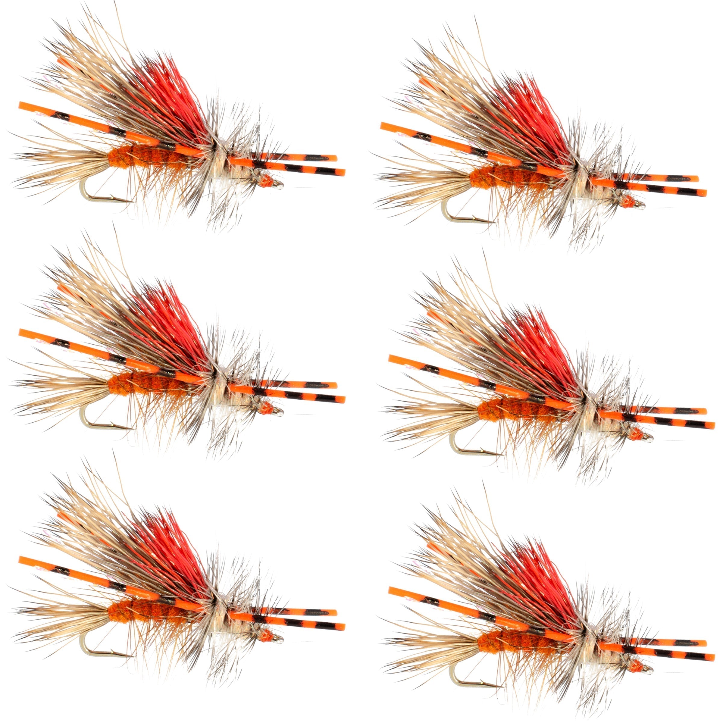 Kaufmann's Orange Crystal Stimulator Rubber Legs Dry Fly - 6 Flies Hoo ...