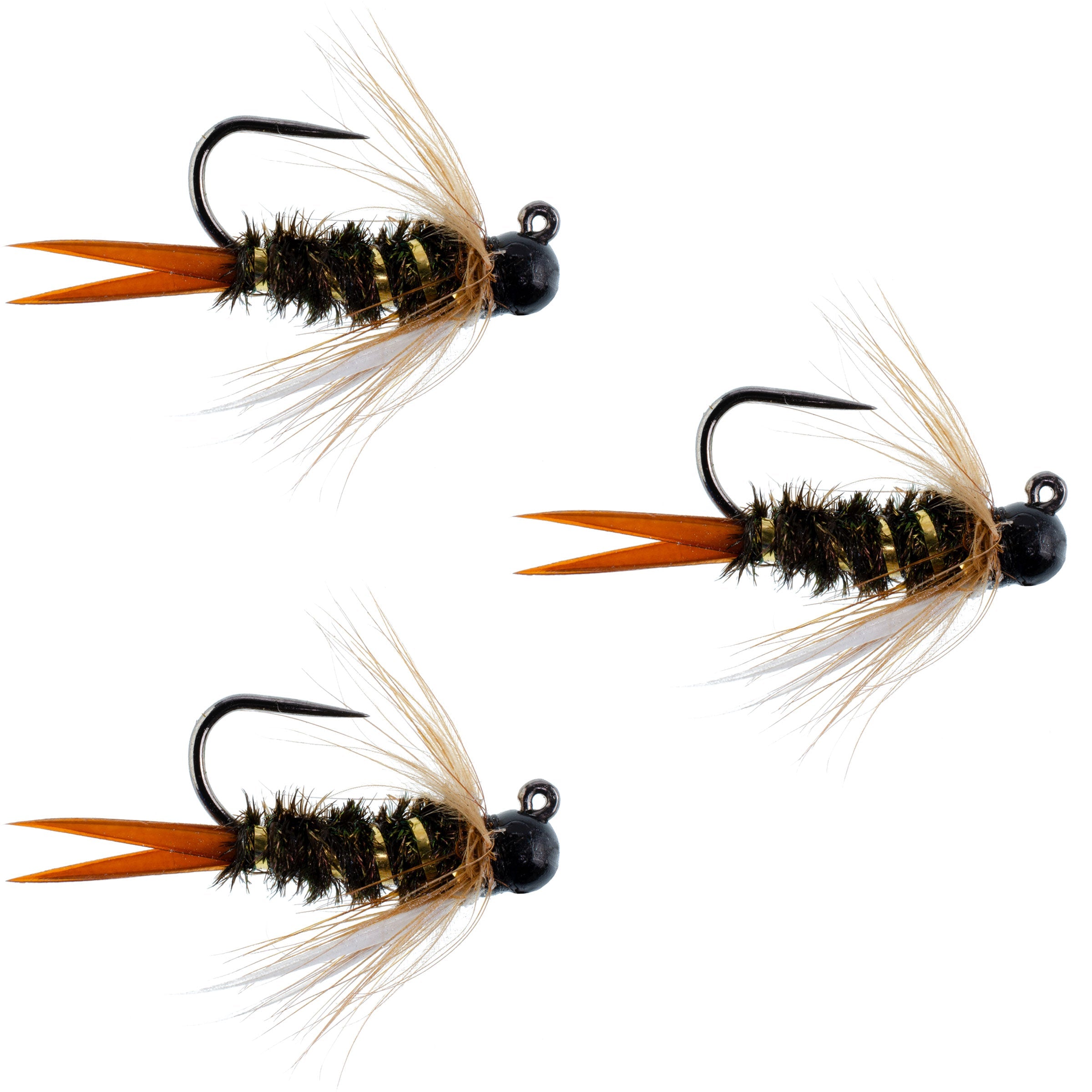 3 Pack Black Tungsten Bead Prince Jig Tactical Czech Nymph Euro Nymphi ...