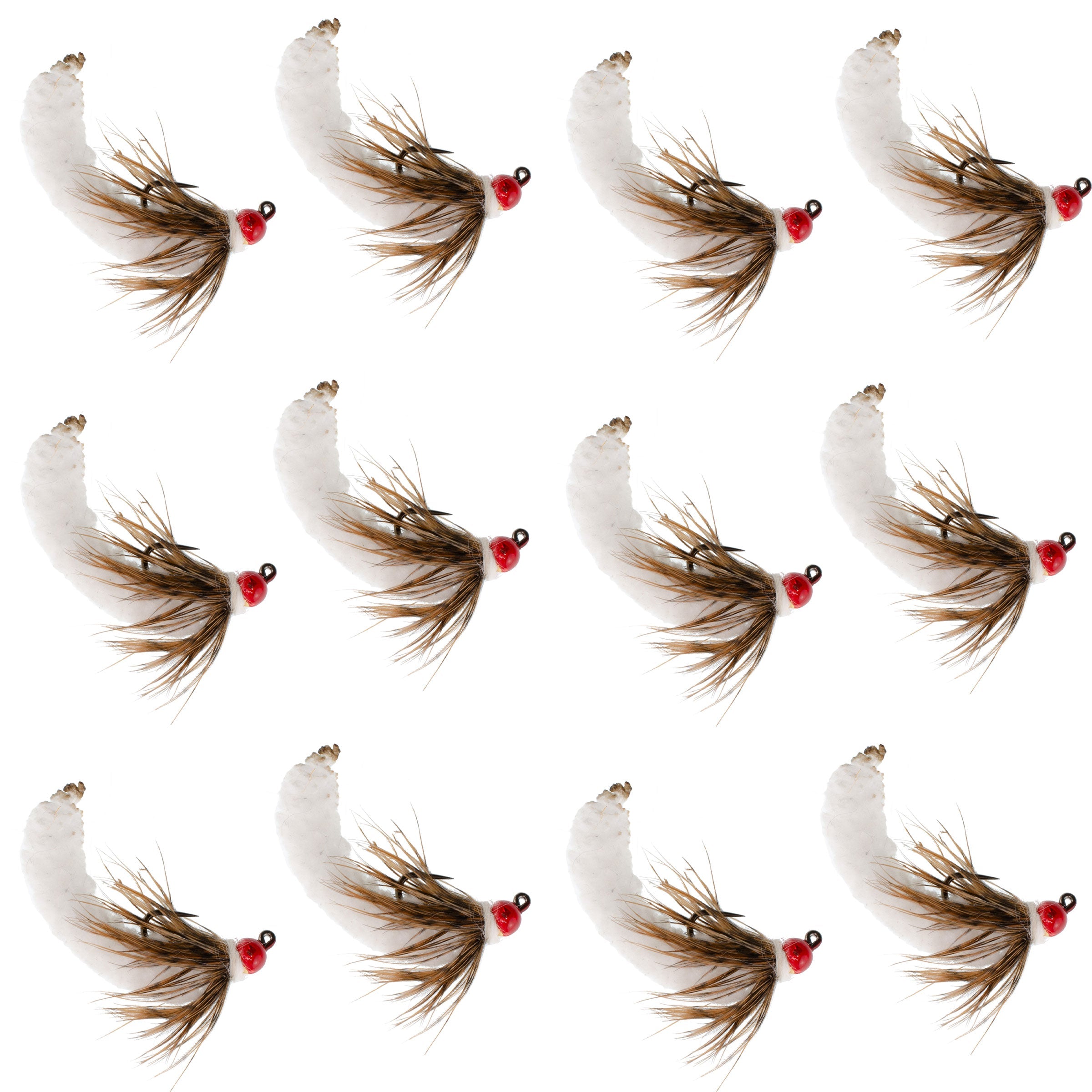 Tungsten Bead White Mop Fly Tactical Jig Czech Euro Nymph Barbless Fly ...