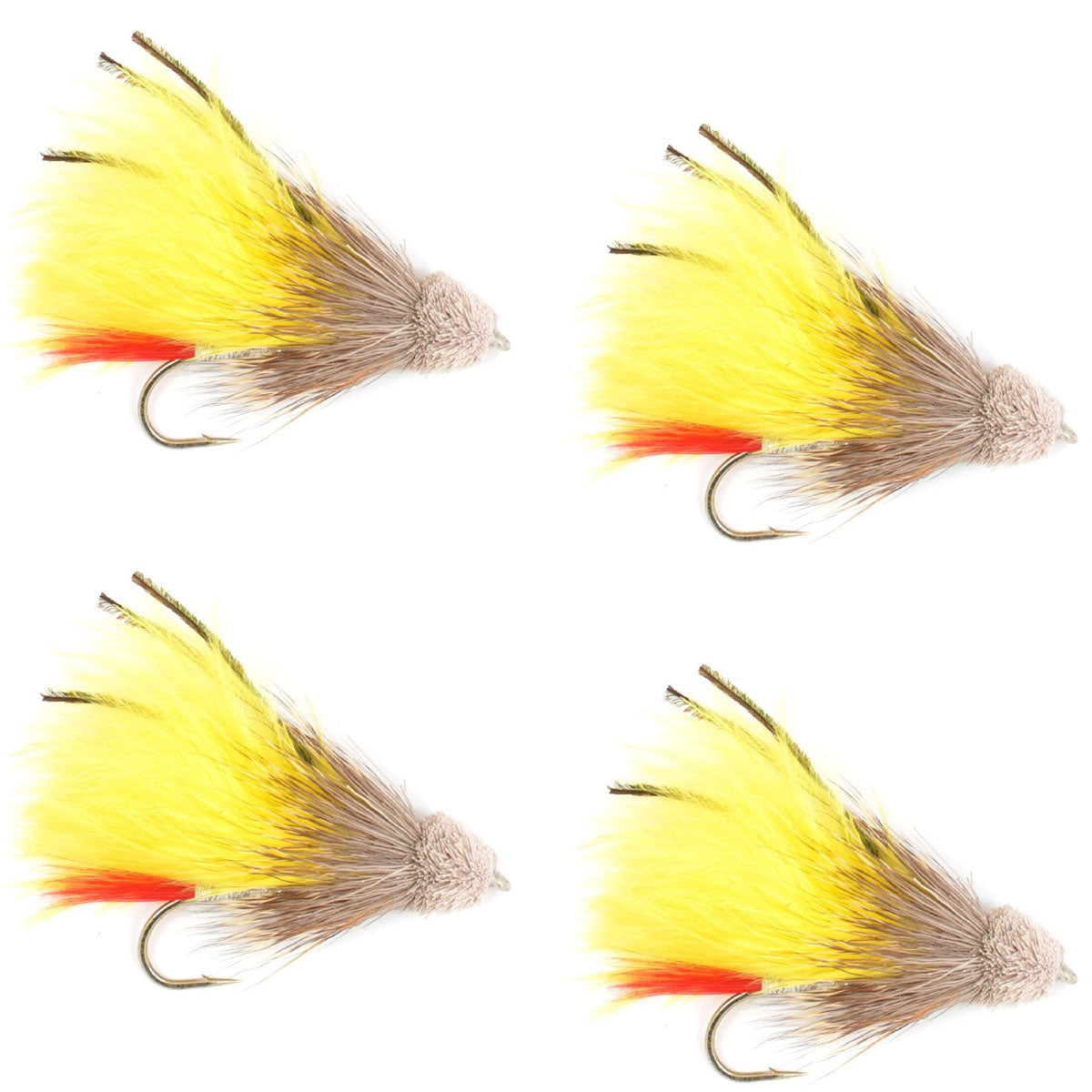 Yellow Marabou Muddler Minnow Streamer Flies - 4 Fly Fishing Flies - H ...