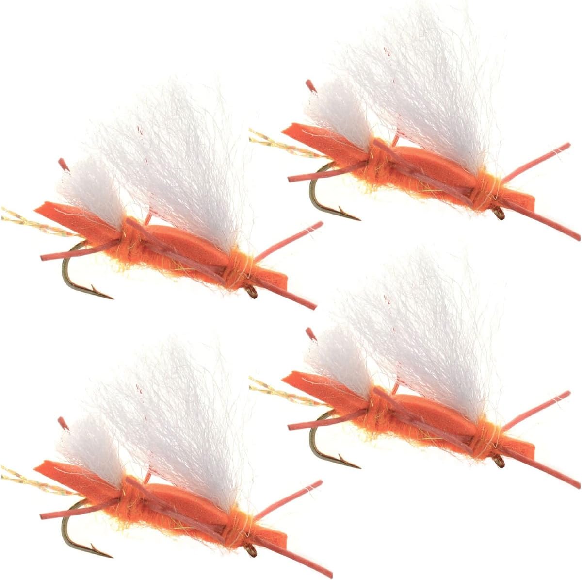 4 Pack Chubby Chernobyl Ant Orange Foam Body Grasshopper Fly - Hook Si ...