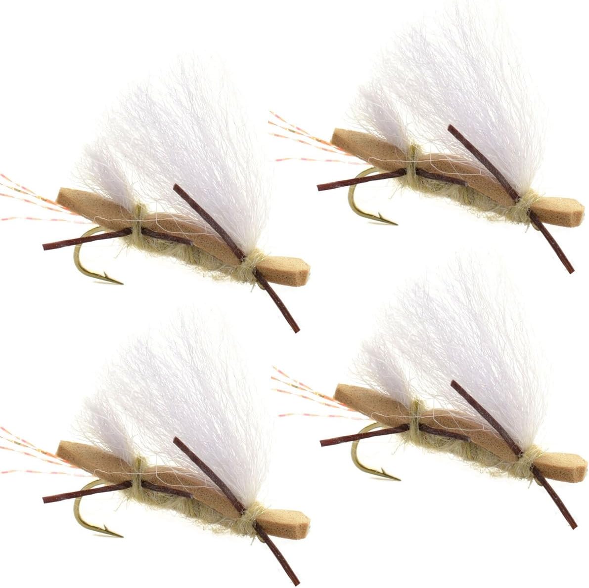 4 Pack Chubby Chernobyl Ant Tan Foam Body Grasshopper Fly - Hook Size ...